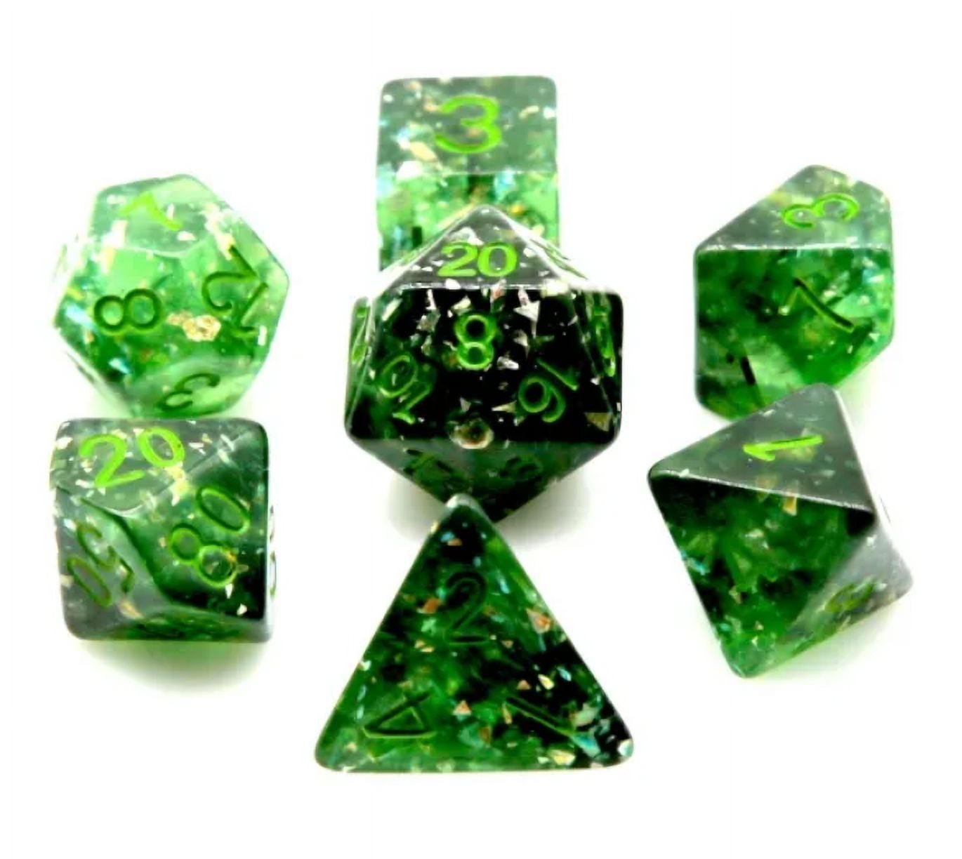 Gleaming Green DnD Dice Set | Dungeons and Dragons | 7 Dice RPG ...