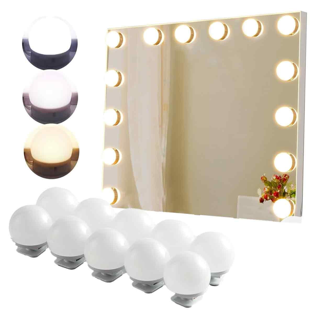 Gleaming Hollywood Vanity Mirror, Elegant Makeup Mirror With Lights And ...
