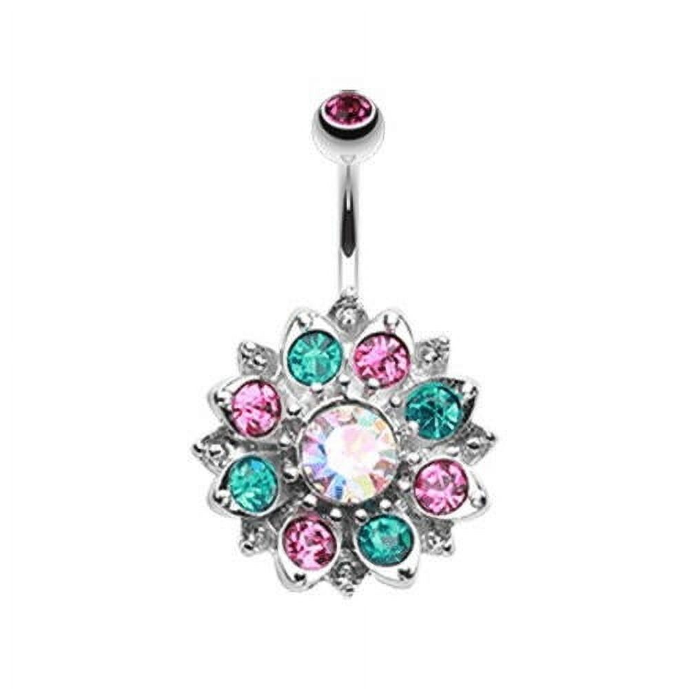 Gleaming Lotus Sparkle Flower Belly Button Ring - Walmart.com