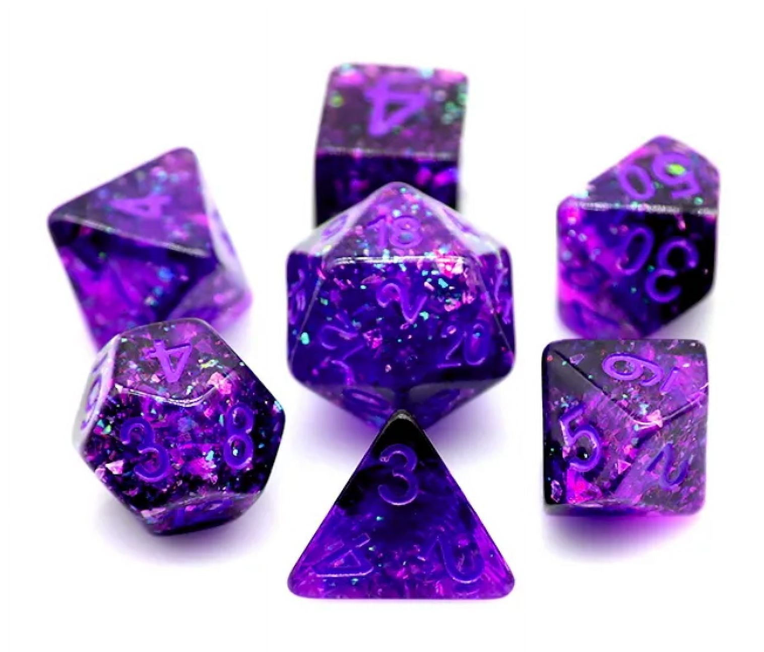 Gleaming Purple DnD Dice Set | Dungeons and Dragons | 7 Dice RPG ...