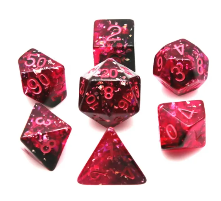 Gleaming Red DnD Dice Set | Dungeons and Dragons | 7 Dice RPG ...