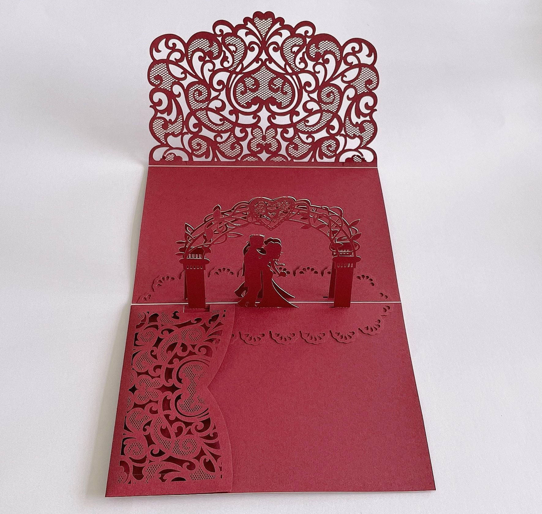 Gleaminglife 3D Pop Up Bride And Groom Red Wedding Invitation Cards ...