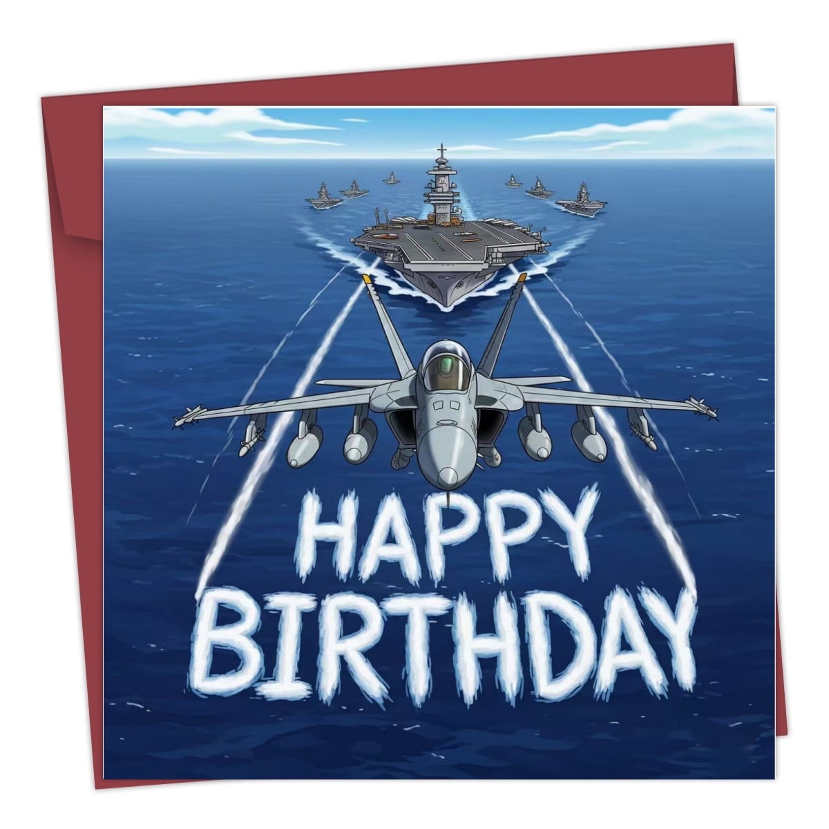 Military Aviation Birthday Card – Aircraft Carrier & Fighter Jet Theme ...
