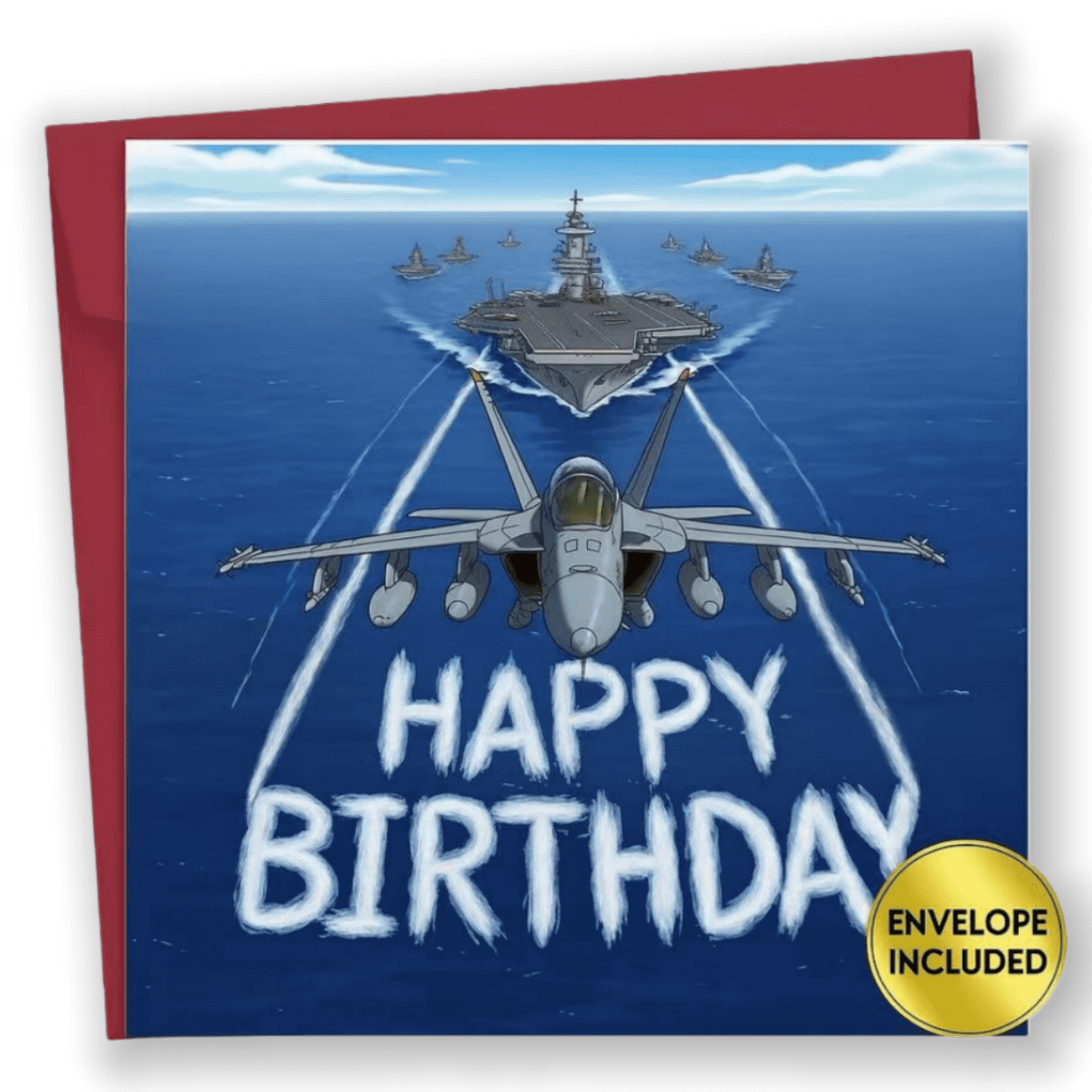 Military Birthday Card for Men – Fighter Jet & Aircraft Carrier Navy ...