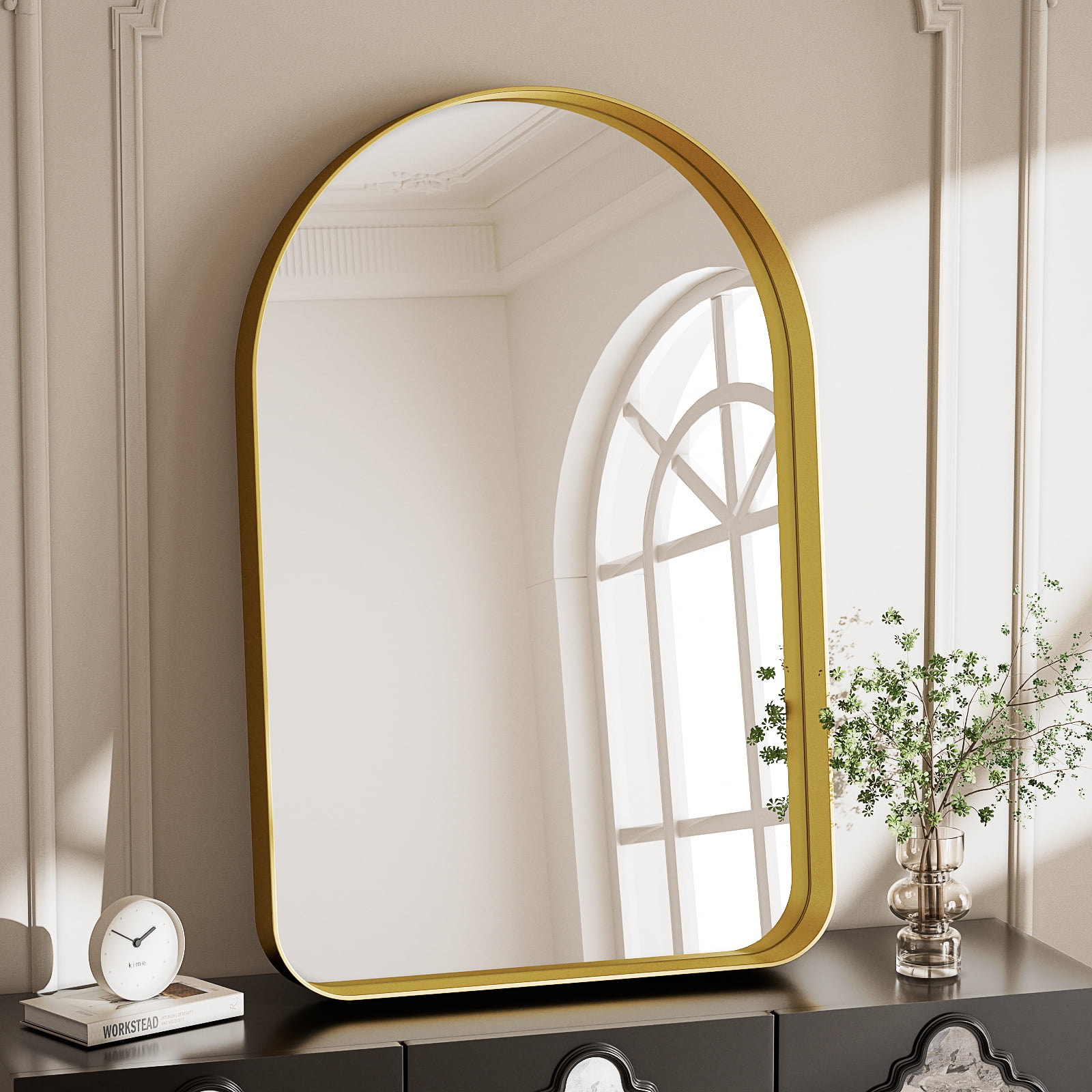 Gleamira 20"x30" Arch-Top Bathroom Mirror Deep Metal Frame Wall-Mounted ...