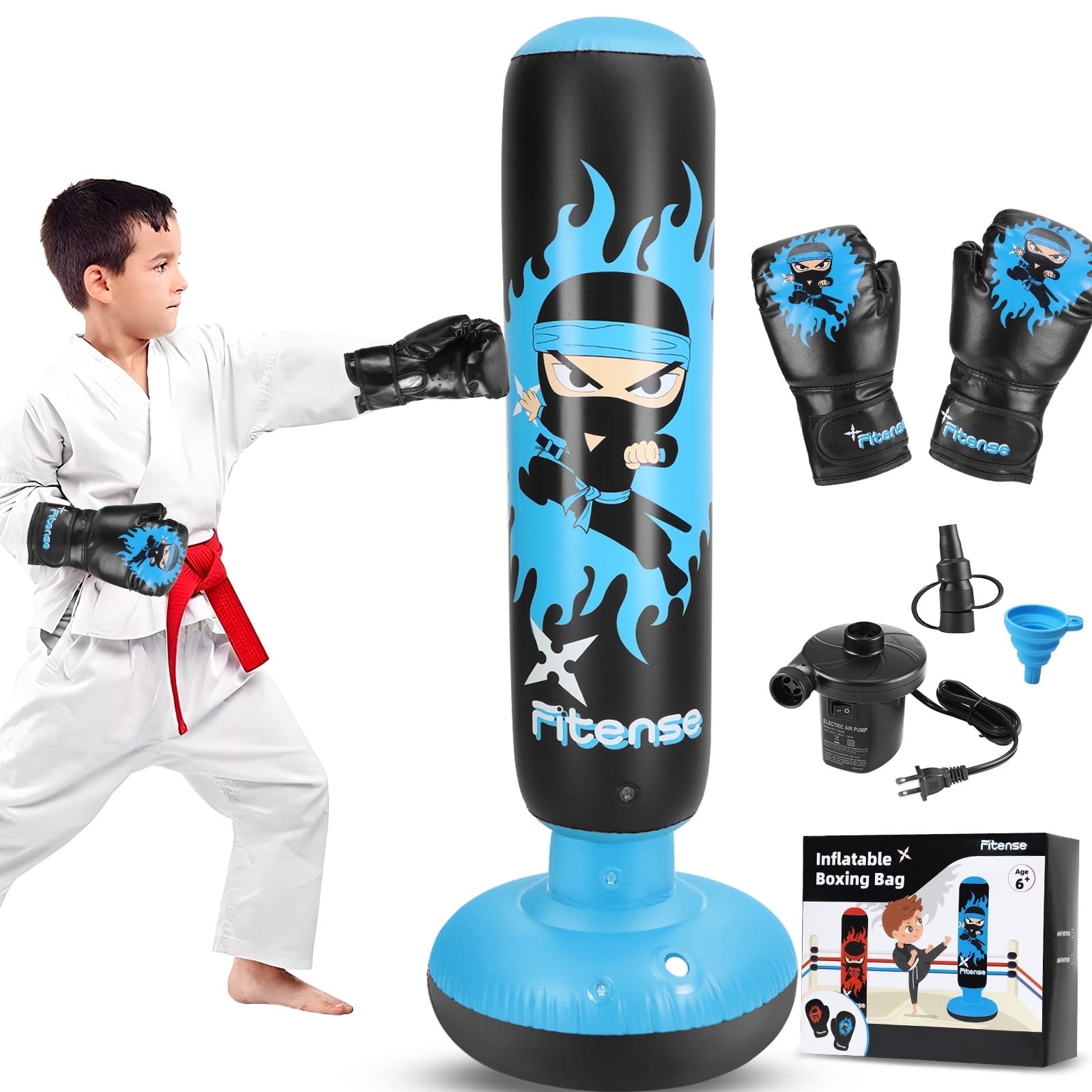 Gleamkid Kids Punching Bag, 63 Inch Inflatable Boxing Bag with Stand ...