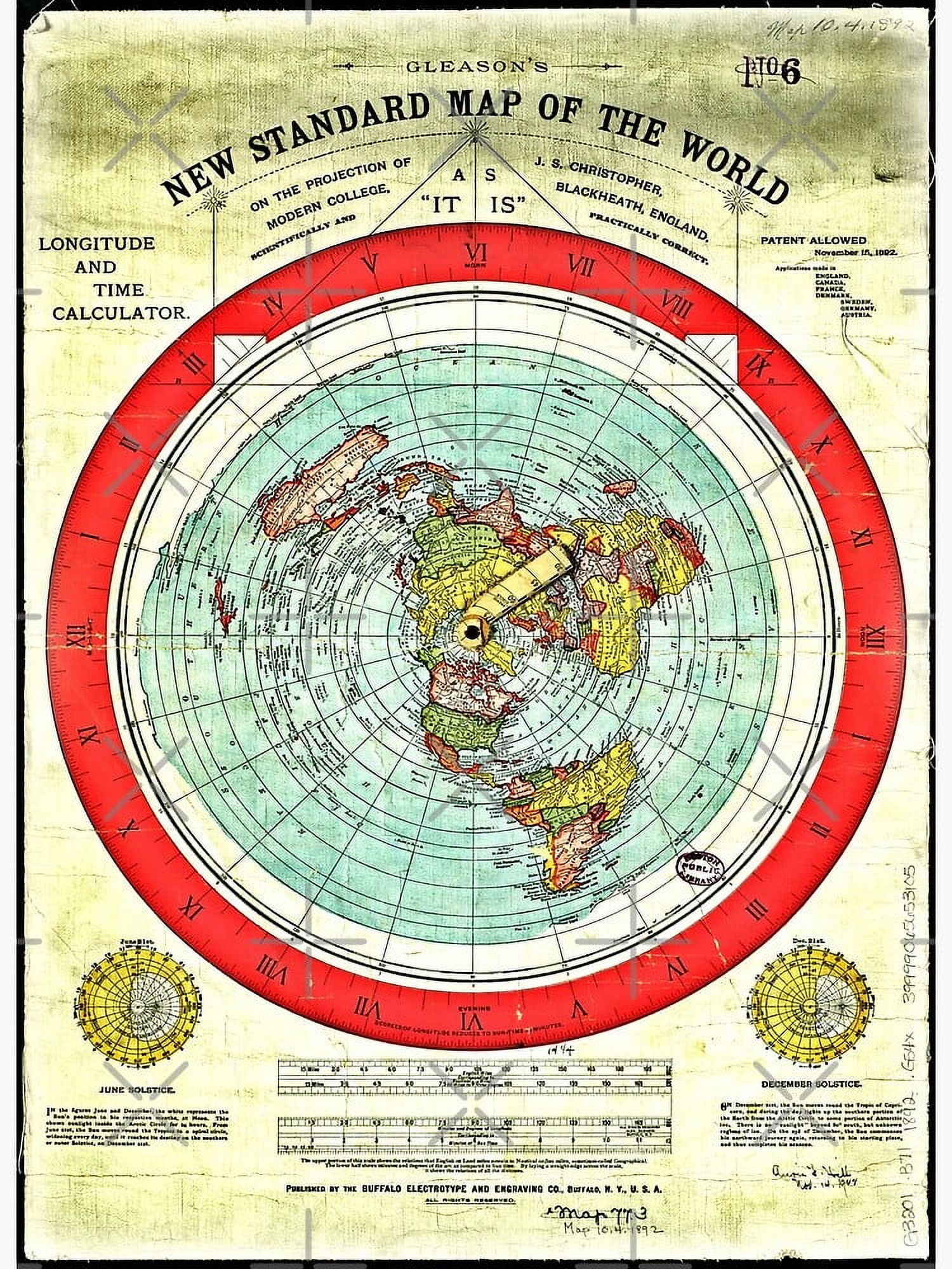 Gleason 1892 Flat Earth Map | Research Flat Earth Modern Art Decor ...