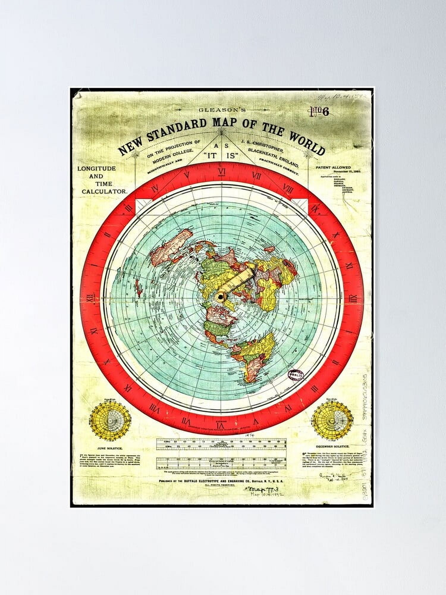Gleason 1892 Flat Earth Map | Research Flat Earth Poster - Walmart.com