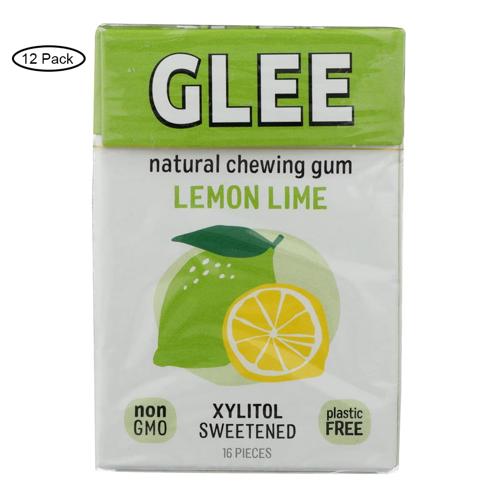 Glee Gum - Chewing Gum - Lemon Lime - Sugar Free - Case of 12 - 16 ...