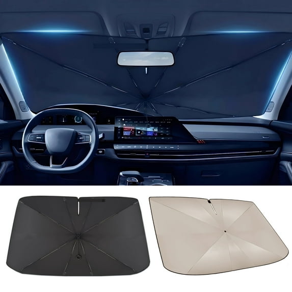 Glee Max Car Windshield Sun Shade Flexible Umbrella [99% UV Blocking ...