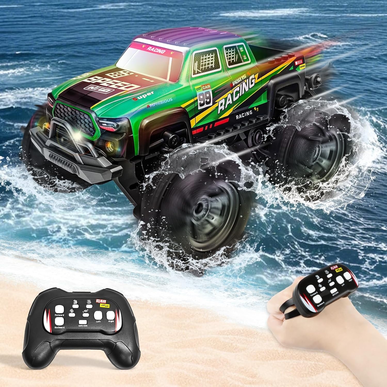 Glee Max Amphibious Remote Control Car, 4WD Remote Control Monster ...
