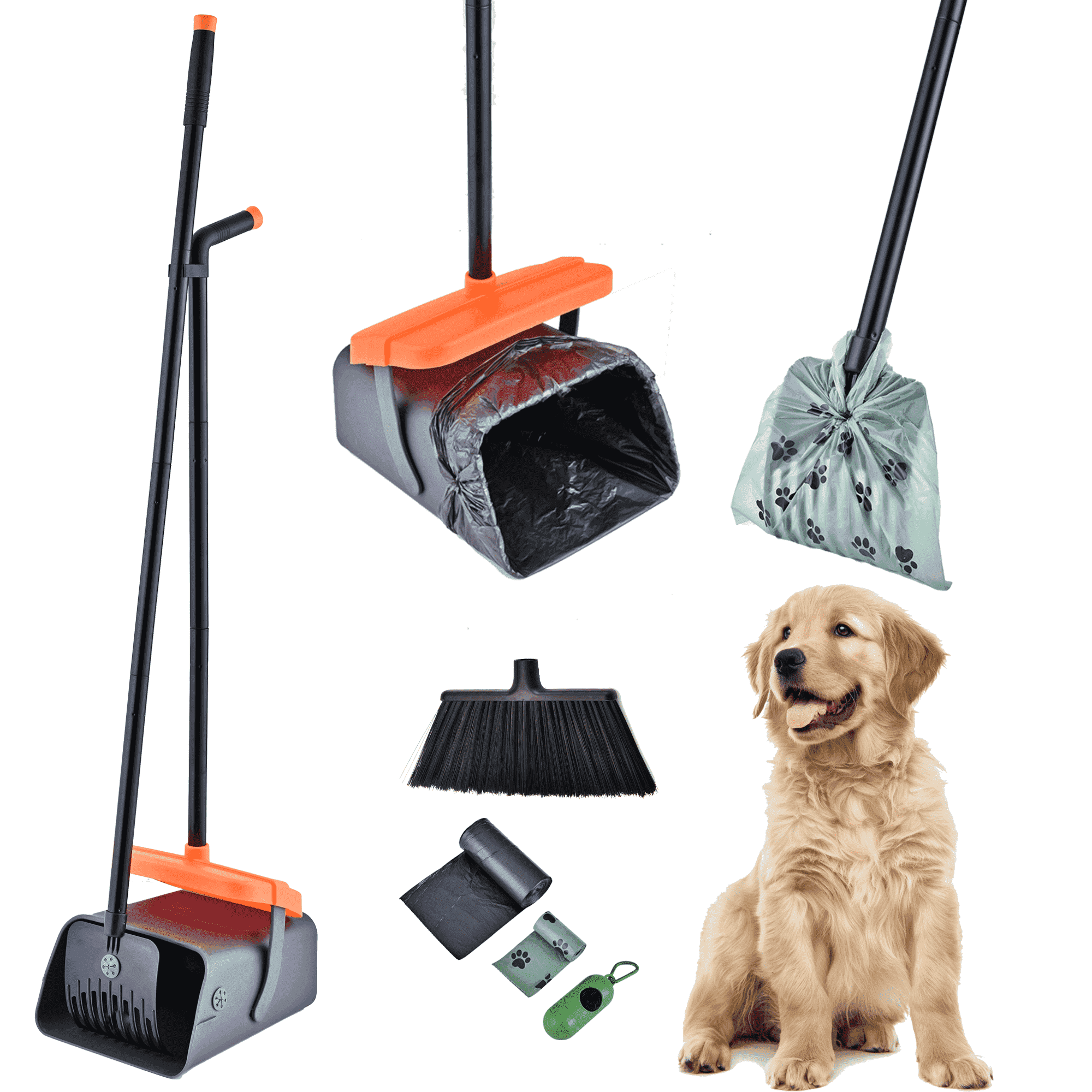 Glee Max Dog Pooper Scooper with Swivel Bin&46" Long Adjustable Handle ...