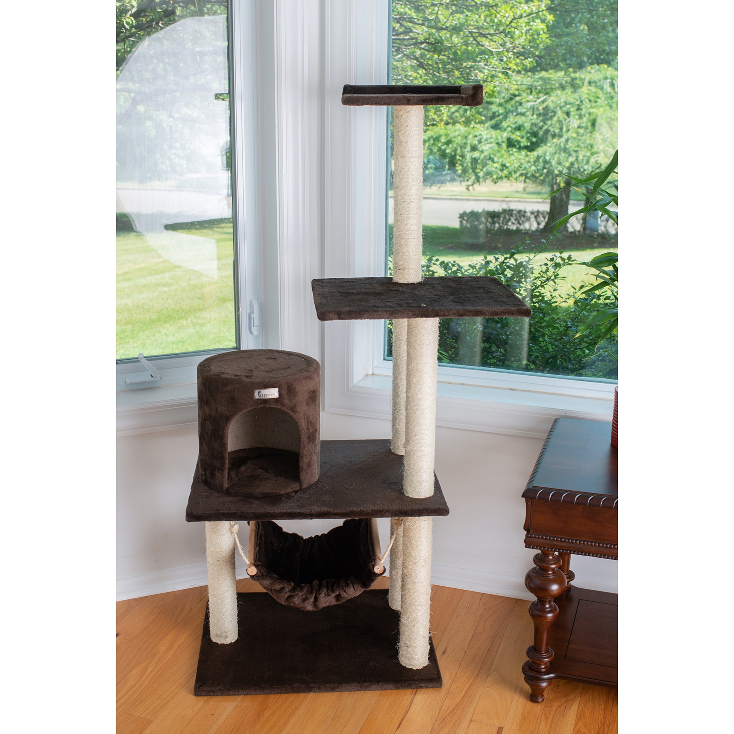 GleePet 59" Cat Tree W Hammack, Coffee Brown - Walmart.com