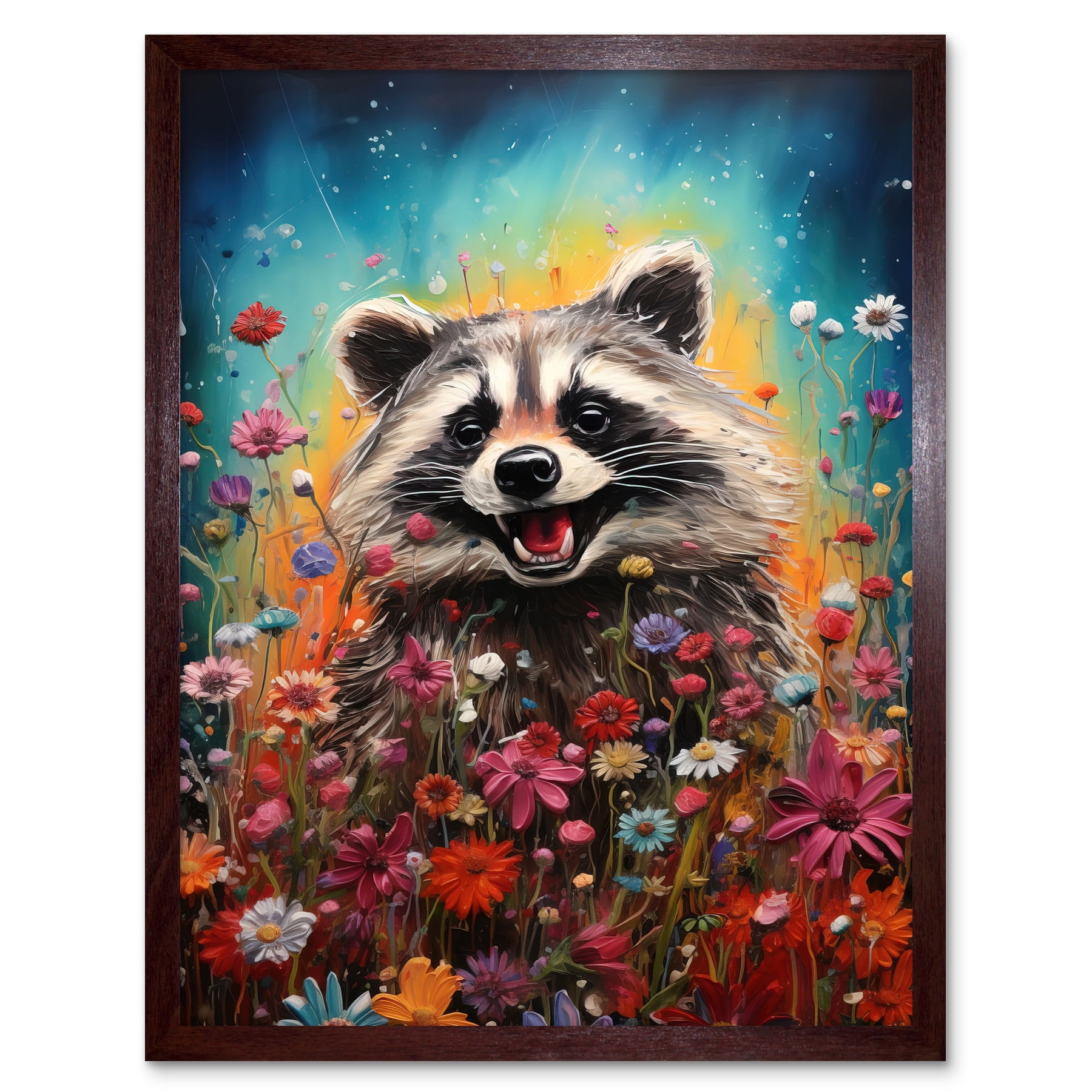 Gleeful Racoon Quirky Portrait Spring Makes Everything Better Oil ...