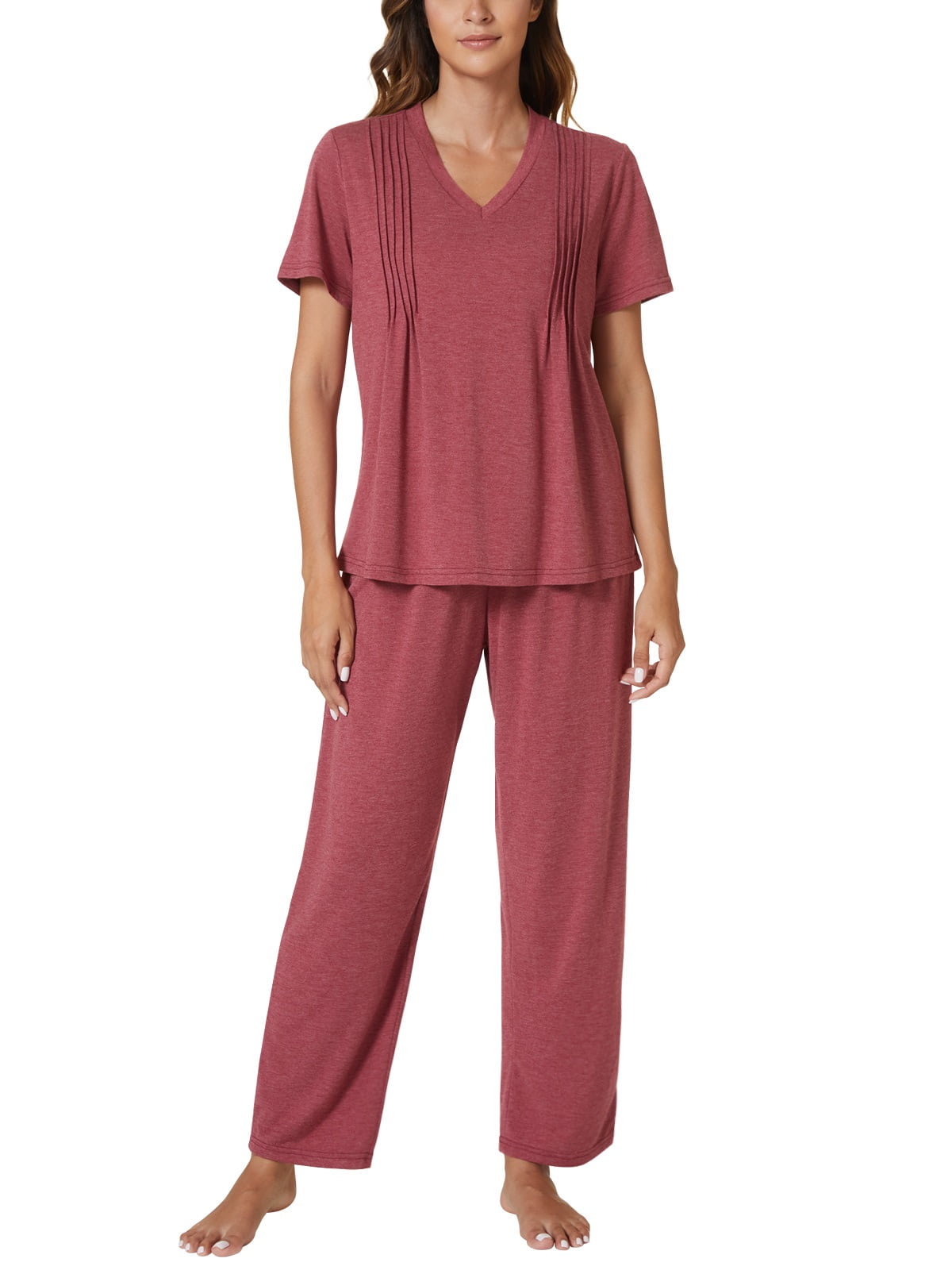 Gleelist Soft Pajamas for Women Sets Comfy Short Sleeve Tops and Pants ...