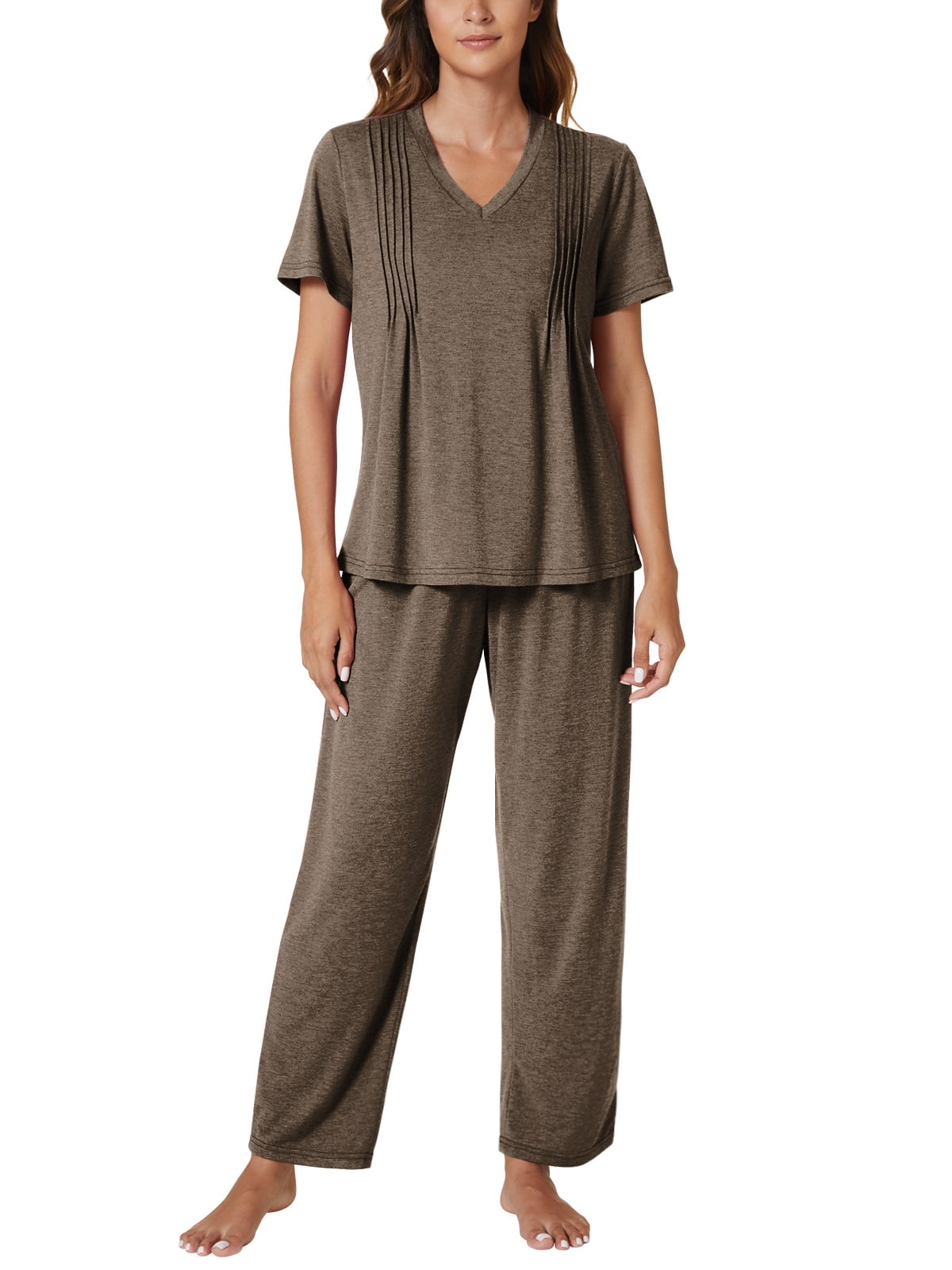 Gleelist Soft Pajamas for Women Sets Comfy Short Sleeve Tops and Pants ...