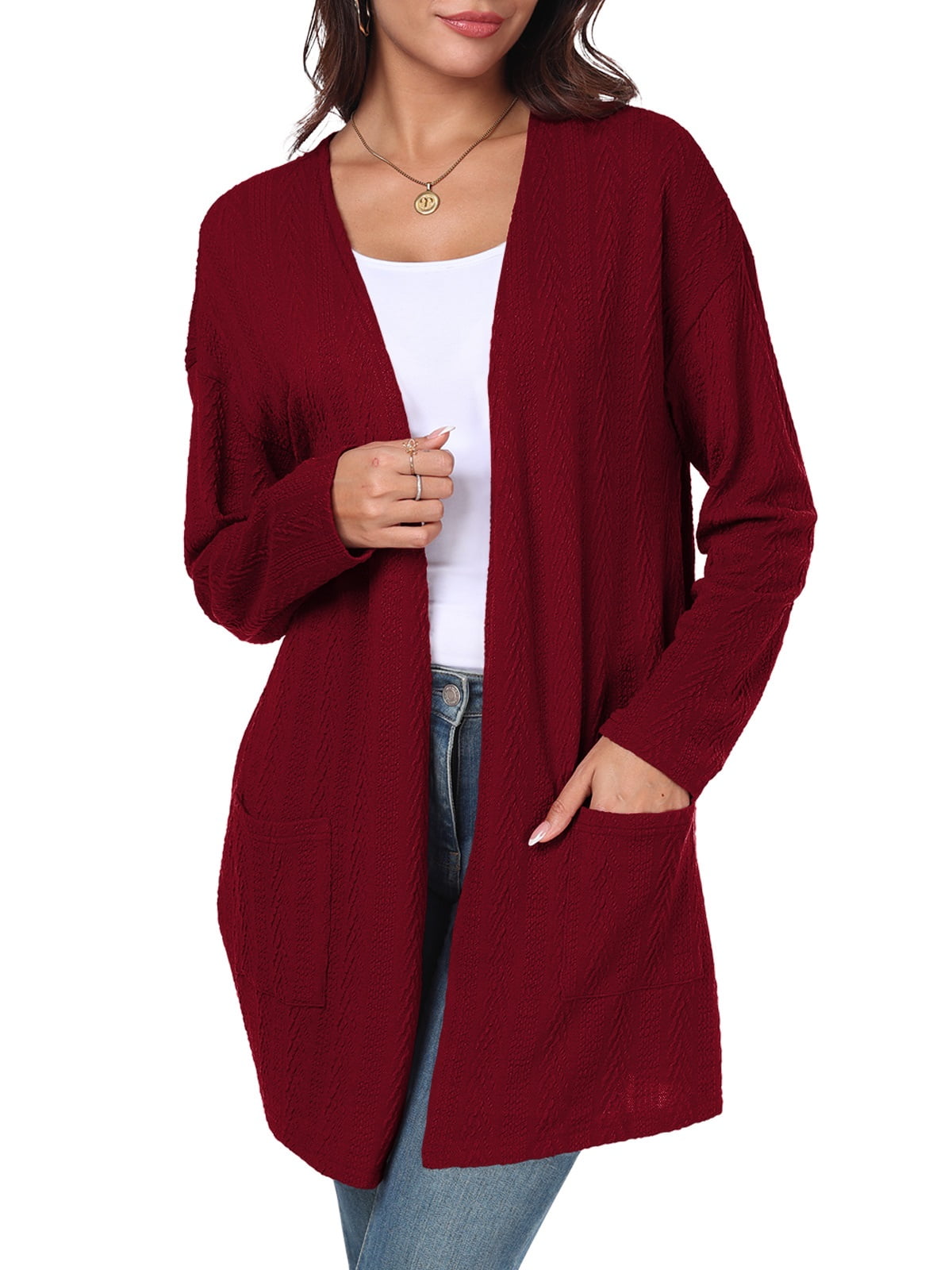 Gleelist Women's Casual Knit Open Front Cardigan Lightweight Long ...