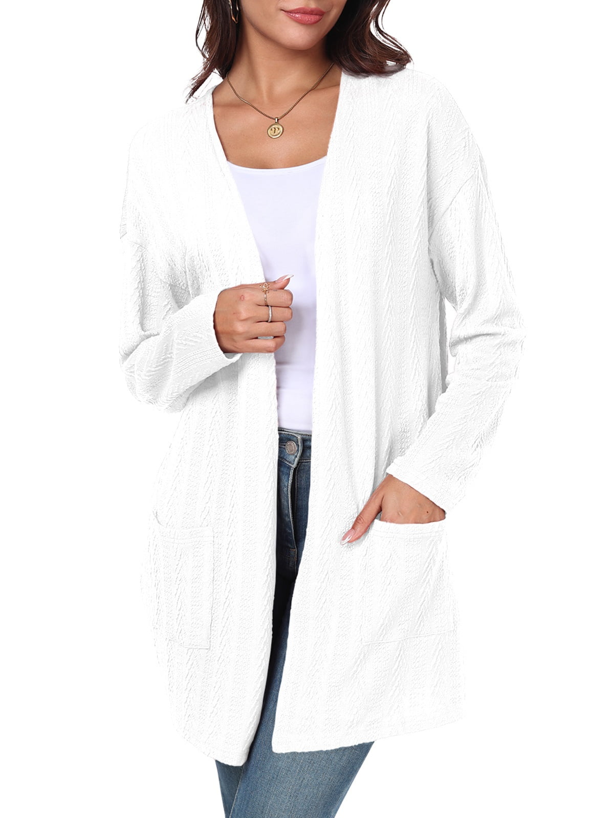 Gleelist Women's Casual Knit Open Front Cardigan Lightweight Long ...
