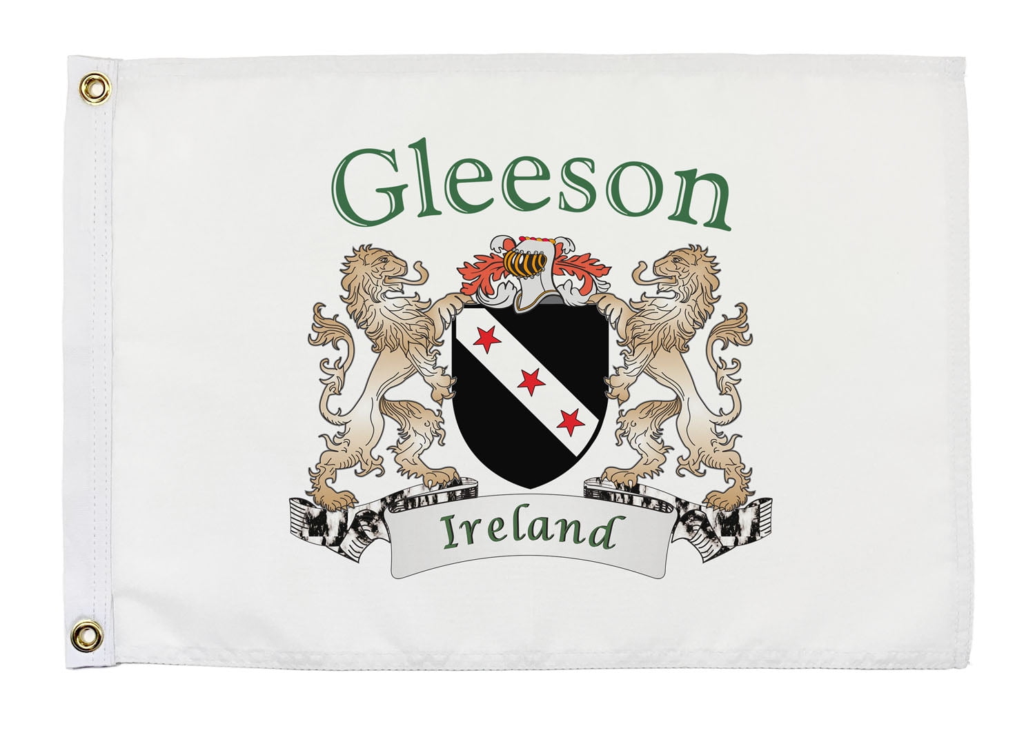 Gleeson Irish Coat of Arms Small White Flag - 16"x10.5" inches ...