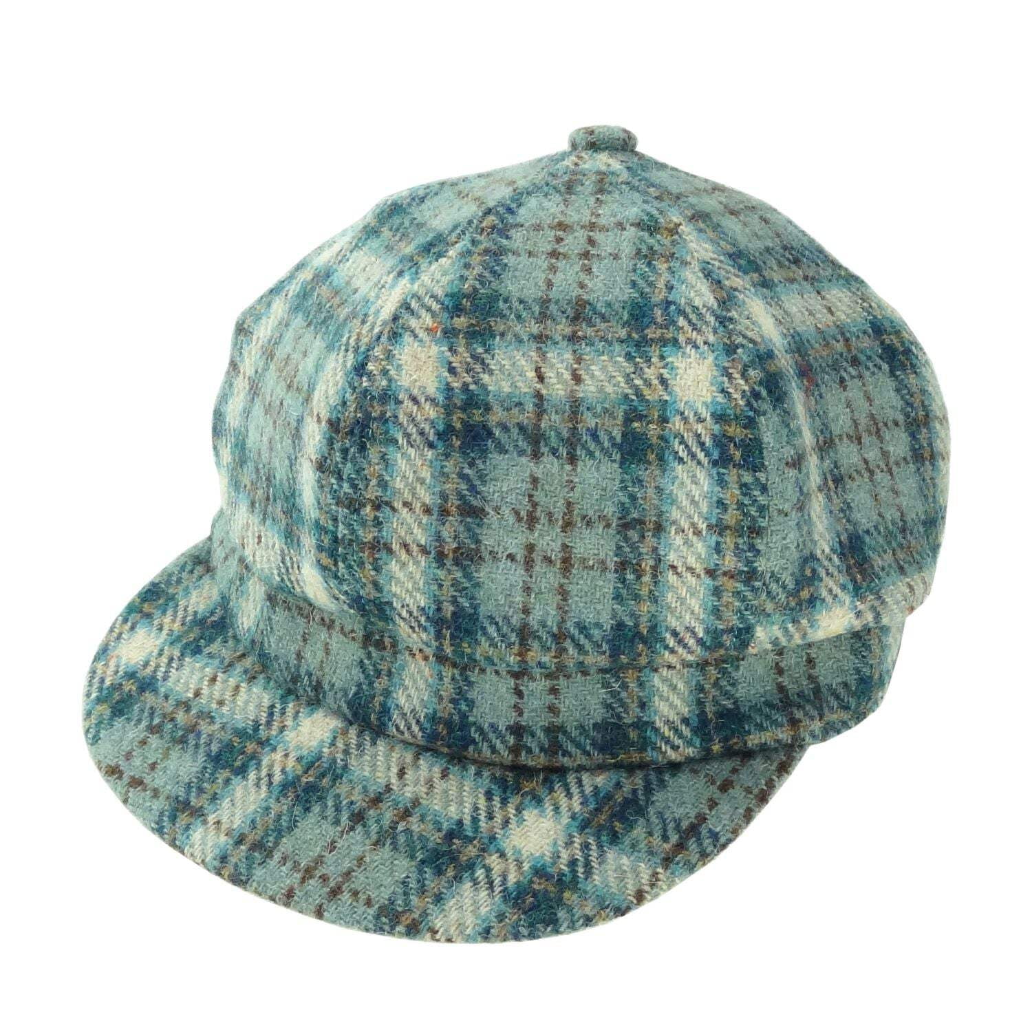 Glen Appin Ladies Duck Egg and Cream Check Harris Tweed Cap - Walmart.com