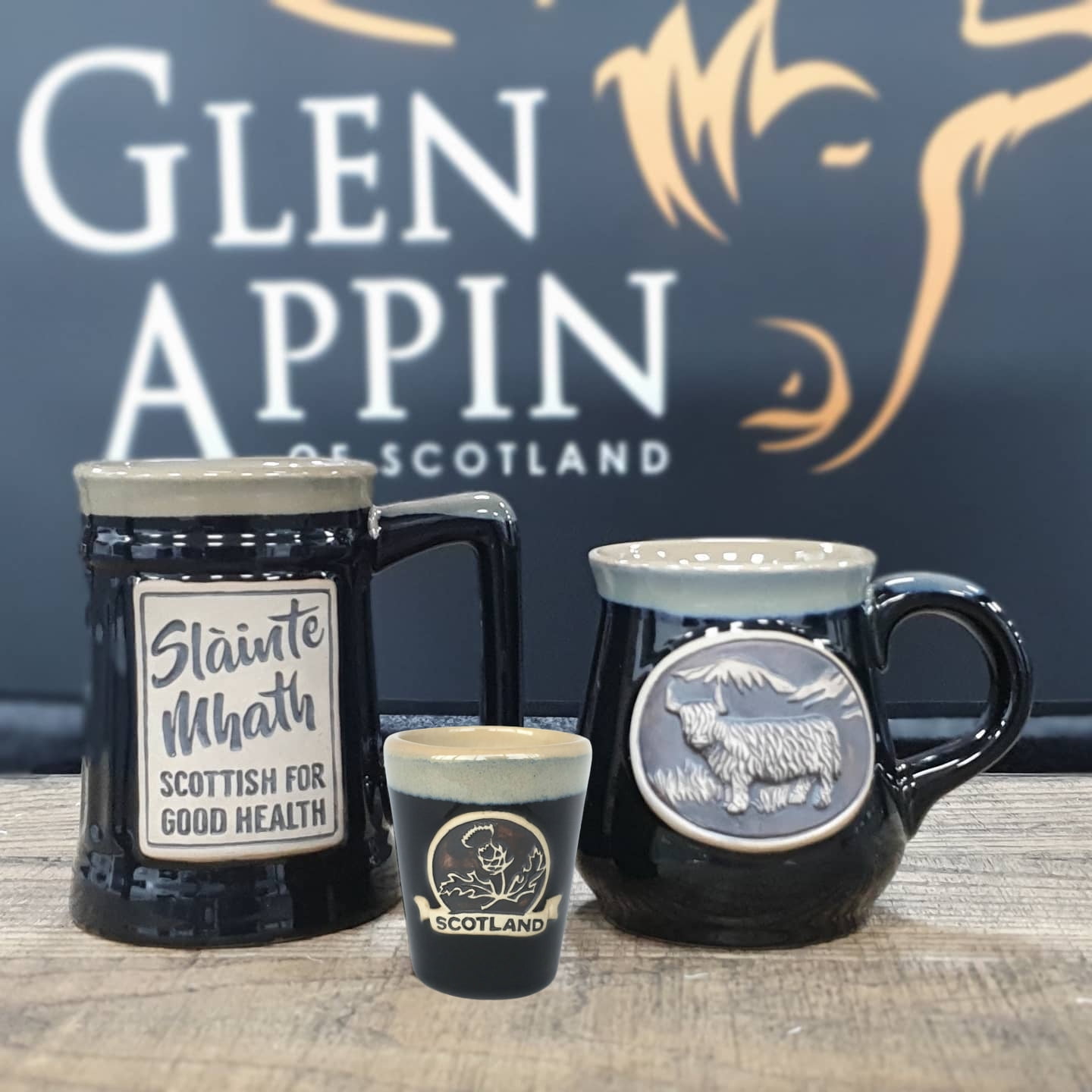 Glen Appin Stoneware Collection Set of 3 - Highland Cow Mug, Slainte ...