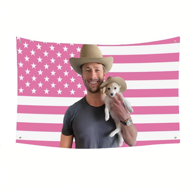 Glen Powell Pink American Cowboy Twisters 3x5Ft Flag Tapestry for Wall ...