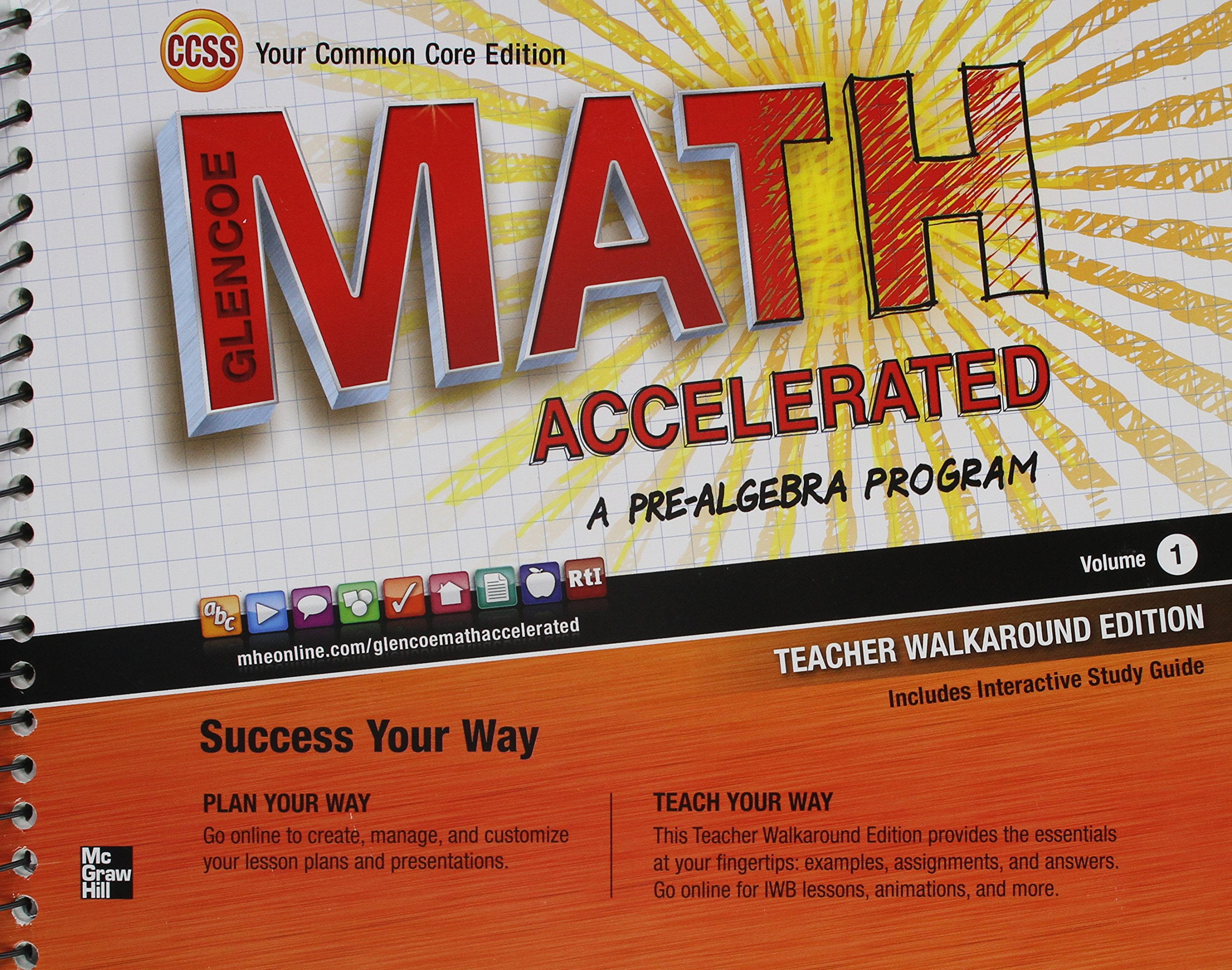 Pre-Owned Glencoe Math Accelerated, A Pre-Algebra Program Volume 1 ...