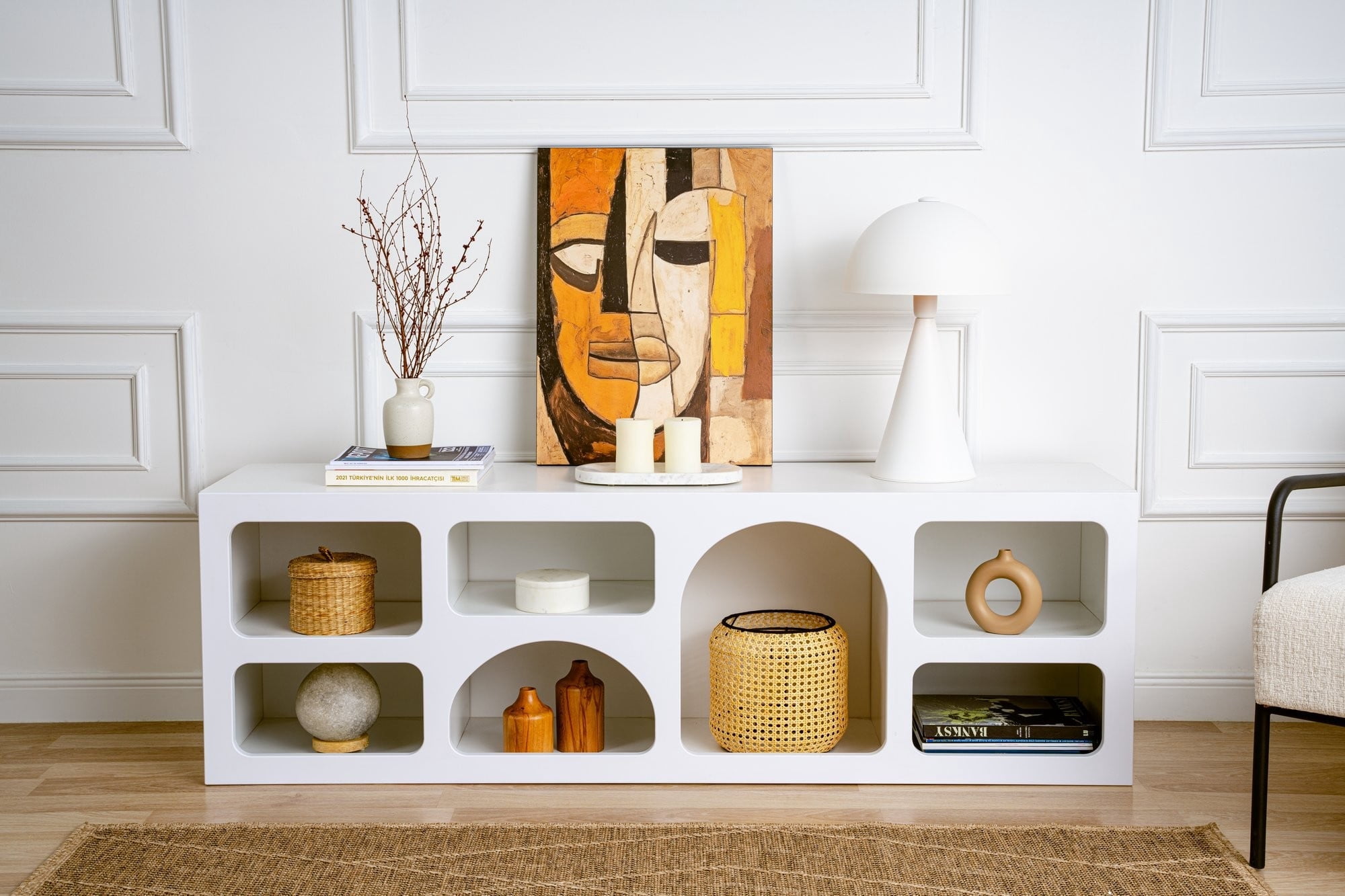 Glenevis-Lorin Modern White Console made of Stable 100% Melamine Coated ...