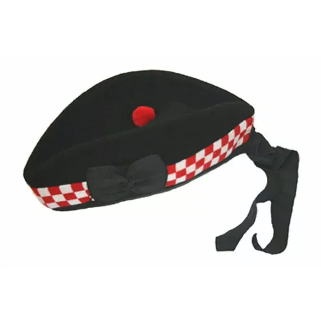 Glengarry Scottish Piper Kilt Hat, Wool Double Diced Hat, Traditional ...