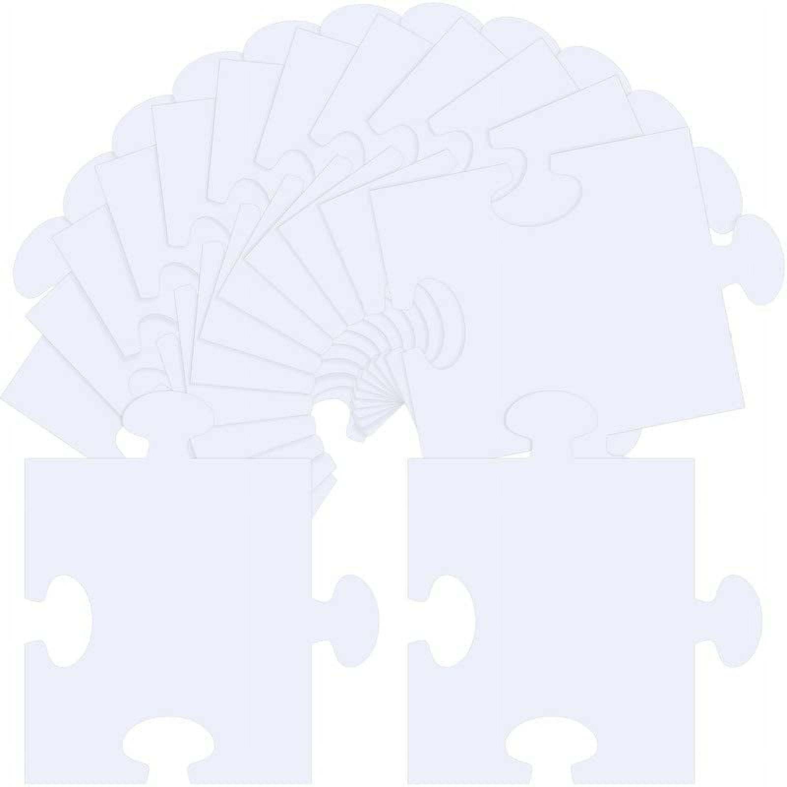 Glenmal 100 Pcs Large DHF10 White Blank Puzzle Pieces Oversize White Blank Papers Puzzle Pieces ...