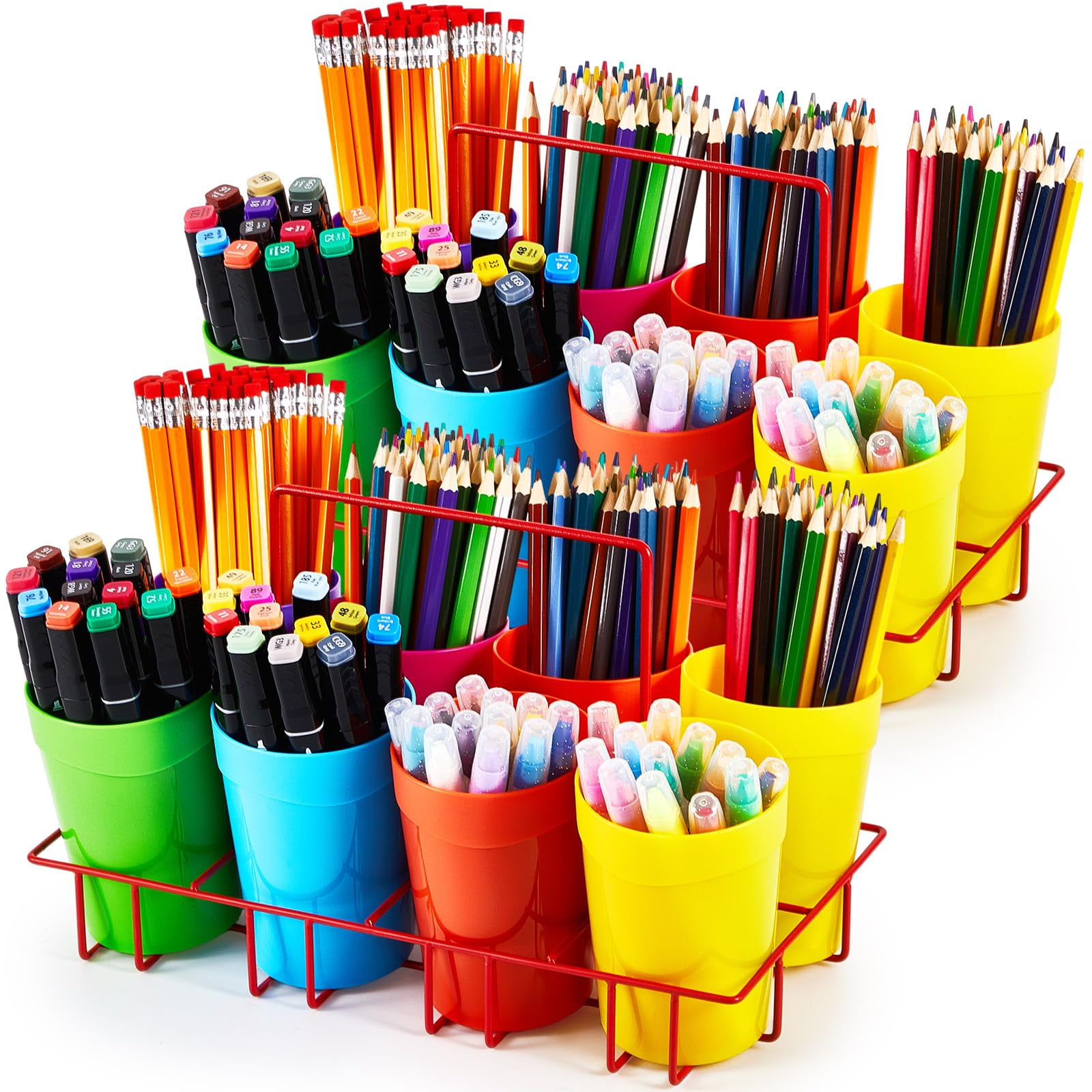 Glenmal 2 Sets Plastic Marker Caddy and Stand Kids Classroom School ...