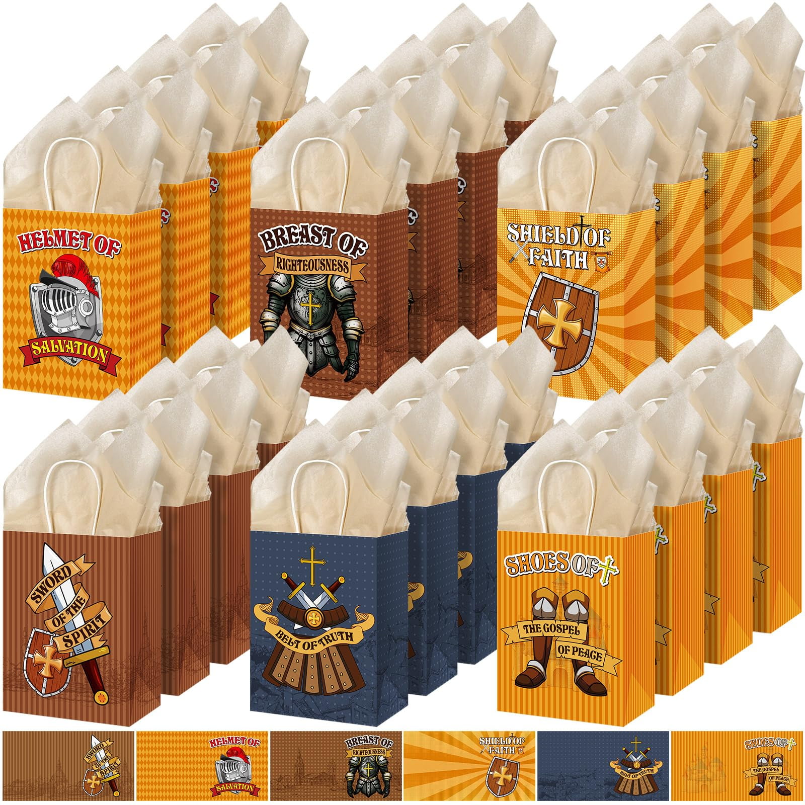 Glenmal 24 Sets Armor OIF8 of God Gift Bag Paper and Cards Religious ...