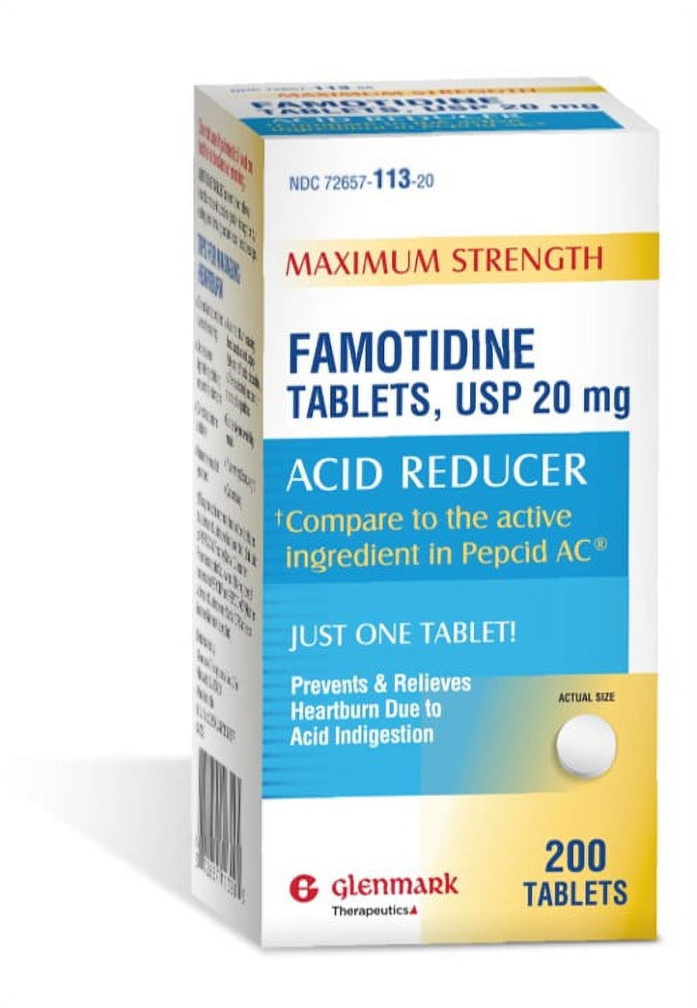 Glenmark Famotidine 20mg Tablets - Maximum Strength Heartburn Relief ...