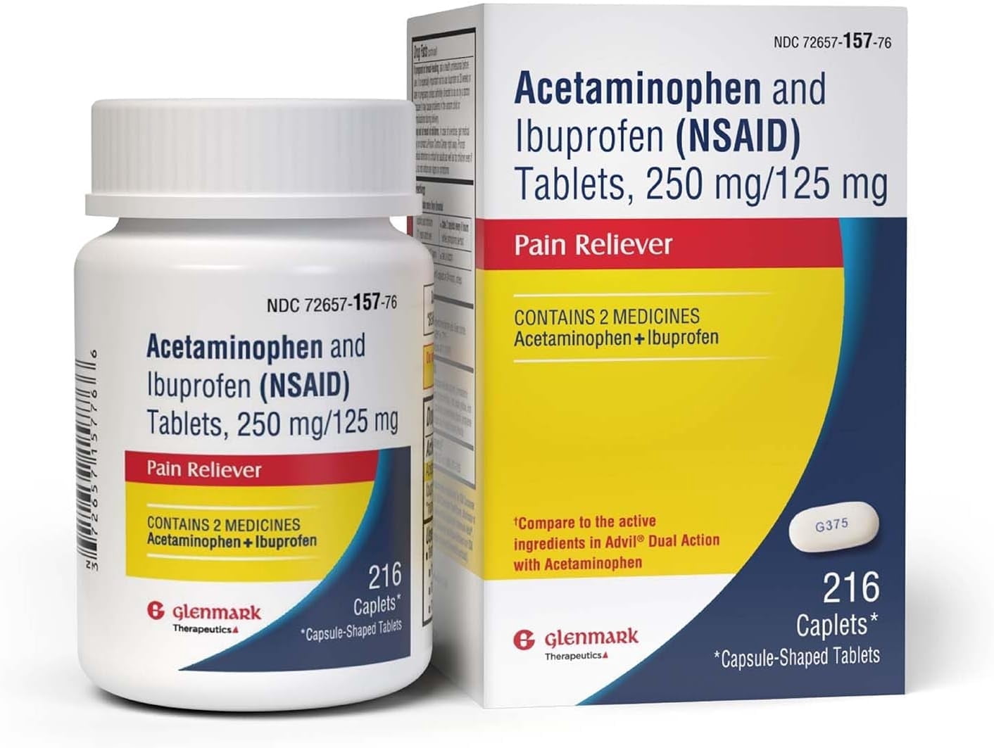 Glenmark Therapeutics Dual Action Acetaminophen 250mg and Ibuprofen ...