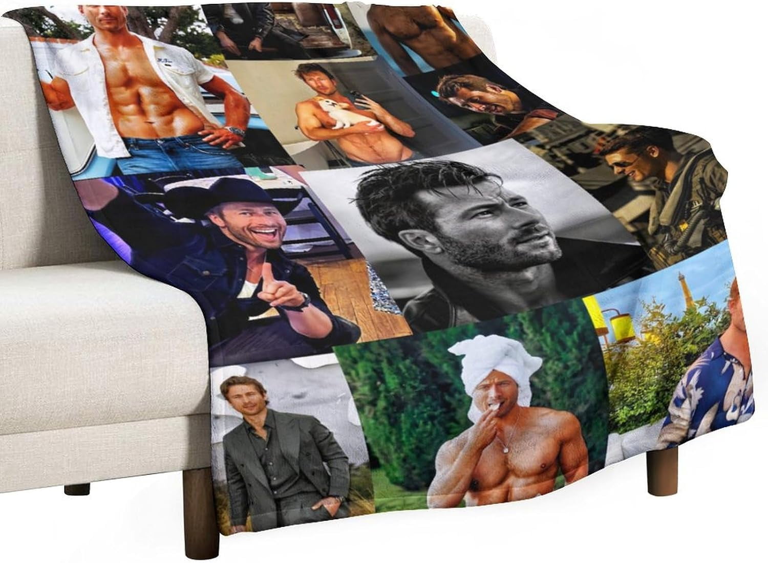 Glenn Actor Powell Blanket Super Soft Warm Flannel Blanket for Bedroom ...