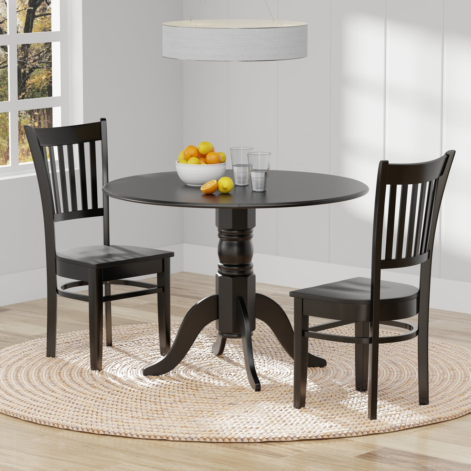 Glenwillow Home 3PC Dining Set - 42" Rnd Dbl Drop-Leaf Table + Spindle ...