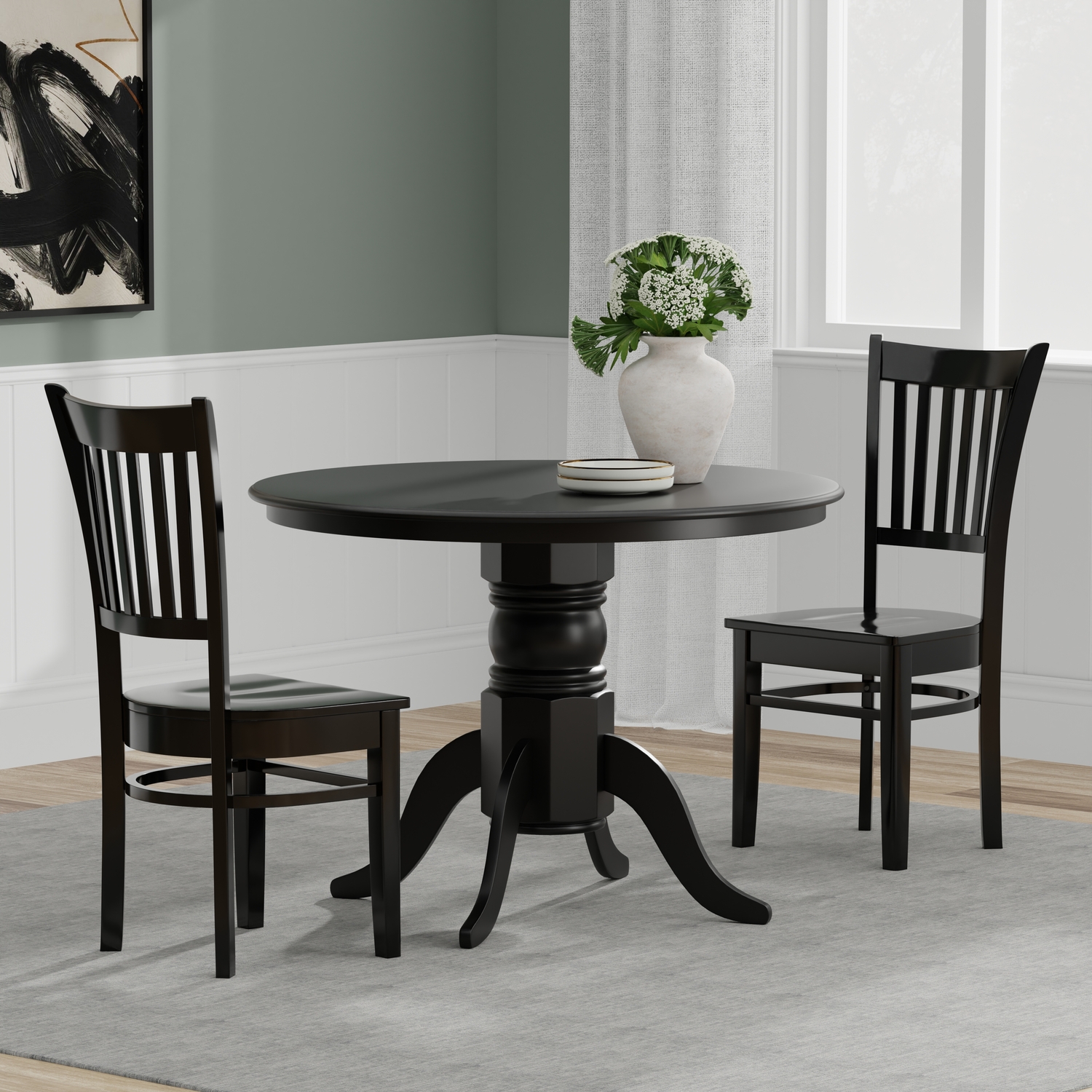 Glenwillow Home 3PC Dining Set - 42" Rnd Pedestal Table + Spindle ...