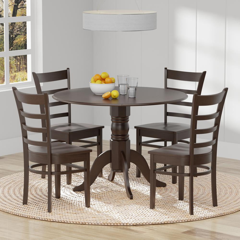 Glenwillow Home 42" Rnd Dbl Drop-Leaf Table Slat Back Chairs - Walmart.com