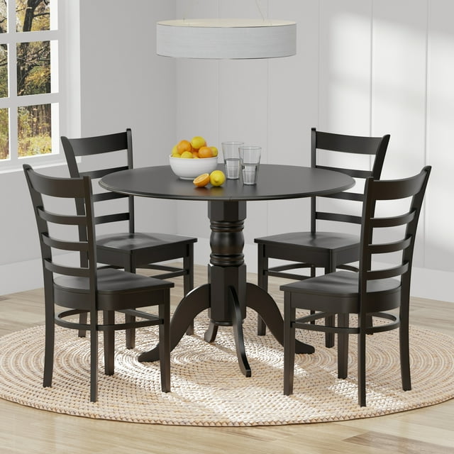 Glenwillow Home 5PC Dining Set - 42" Rnd Dbl Drop-Leaf Table + Slat ...