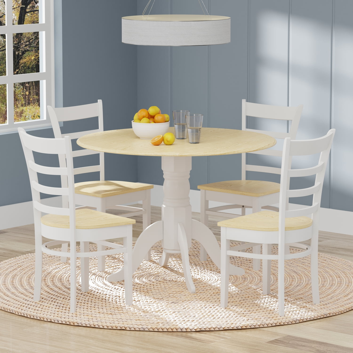 Glenwillow Home 5PC Dining Set - 42" Rnd Dbl Drop-Leaf Table + Slat ...