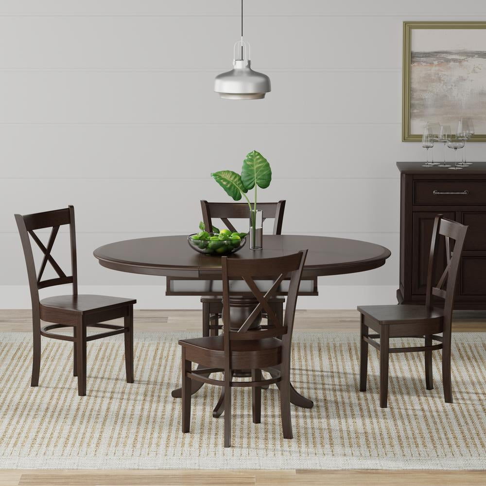 Glenwillow Home 5PC Dining Set - Oval Butterfly Leaf Table + Cross Back ...
