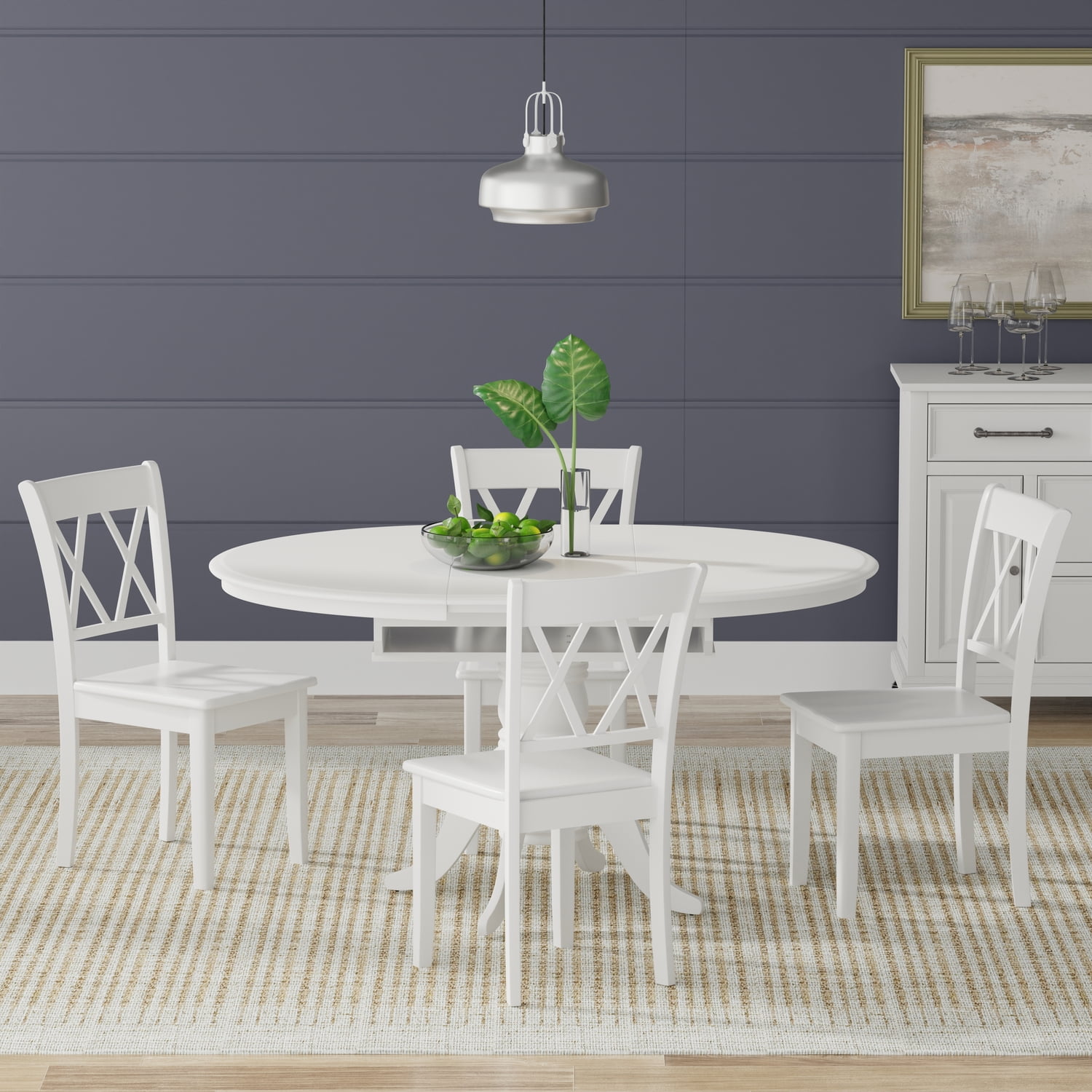 Glenwillow Home 5PC Dining Set - Oval Butterfly Leaf Table + Dbl X-Back ...