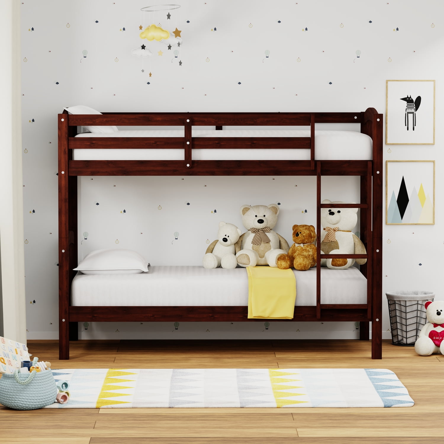 Glenwillow Home Arca Wood Twin/Twin Bunk Bed - Espresso - Walmart.com