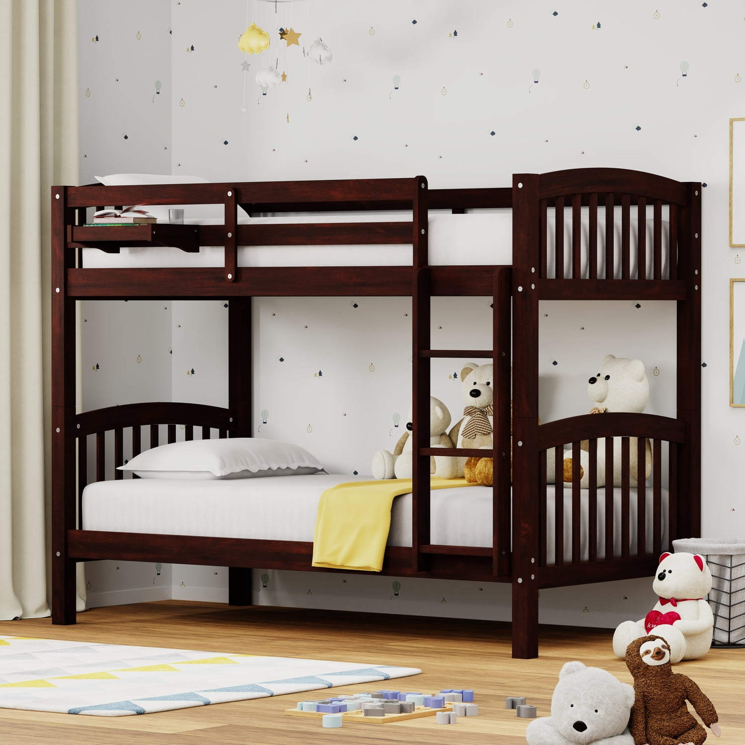 Glenwillow Home Arca Wood Twin/Twin Bunk Bed & Hanging Nightstand ...