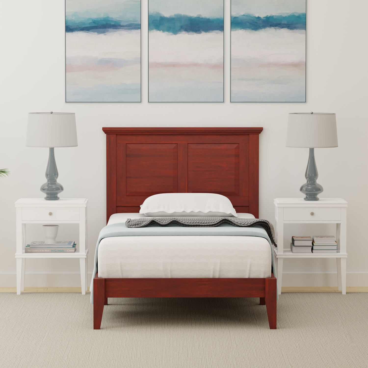 Cottage Style Solid Wood Platform Bed in Twin - Classic Cherry - Walmart.com
