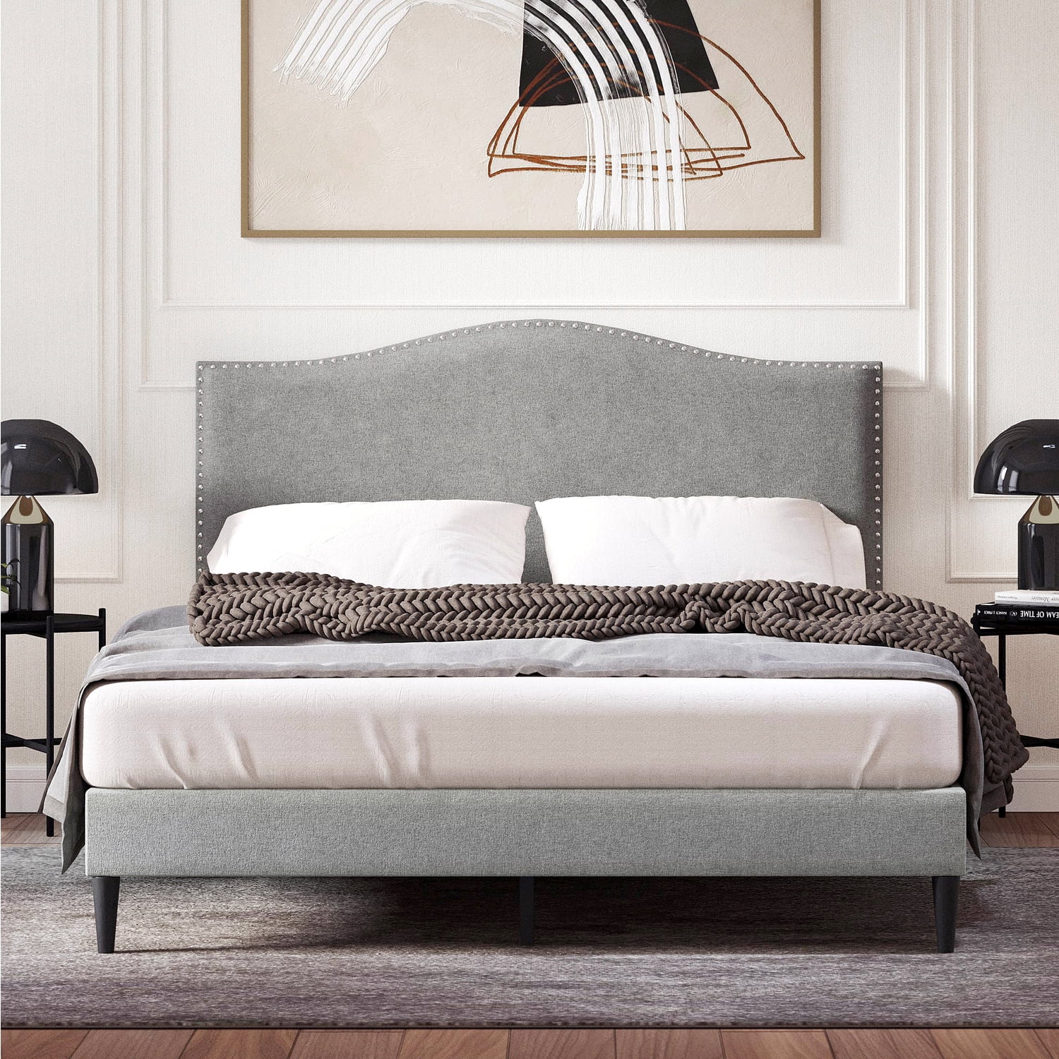 Glenwillow Home Modern Kameli Upholstered Bed with Solid Frame ...