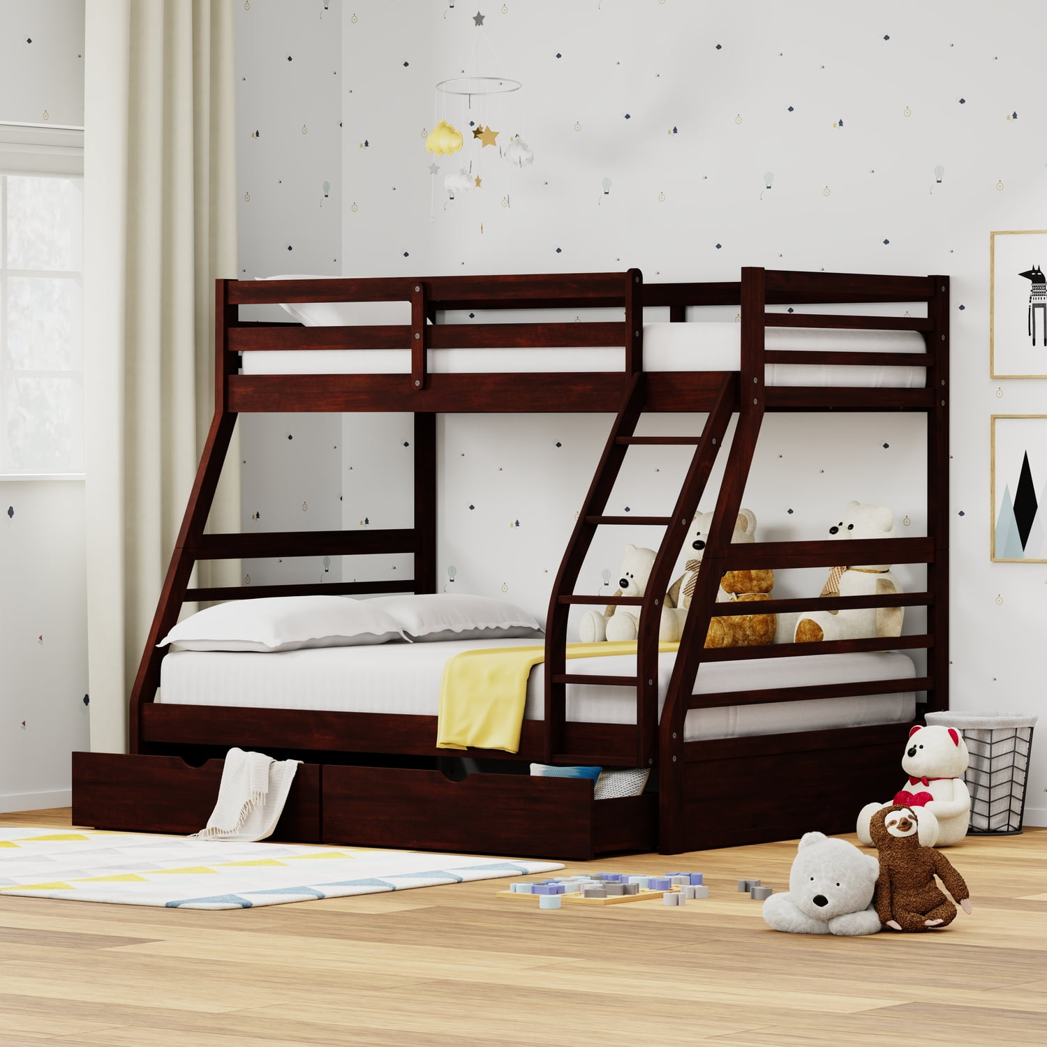 Glenwillow Home Plana Solid Wood Bunk Bed - Walmart.com