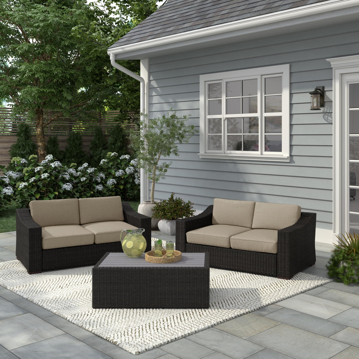 Glenwillow Home Portland Rattan Conversation Set - Walmart.com