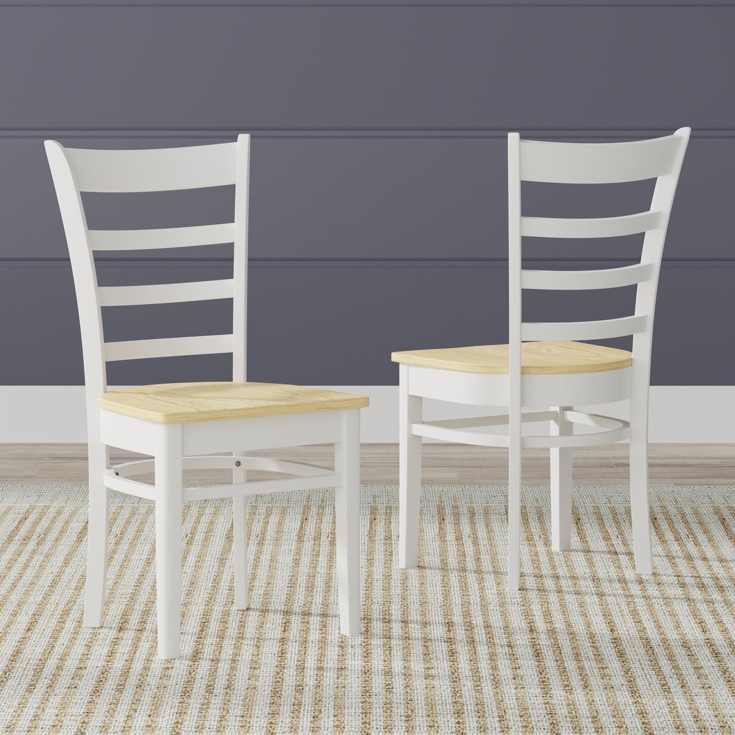 Glenwillow Home Slat Back Wood Dining Chair - White/Nat (Set of 2 ...