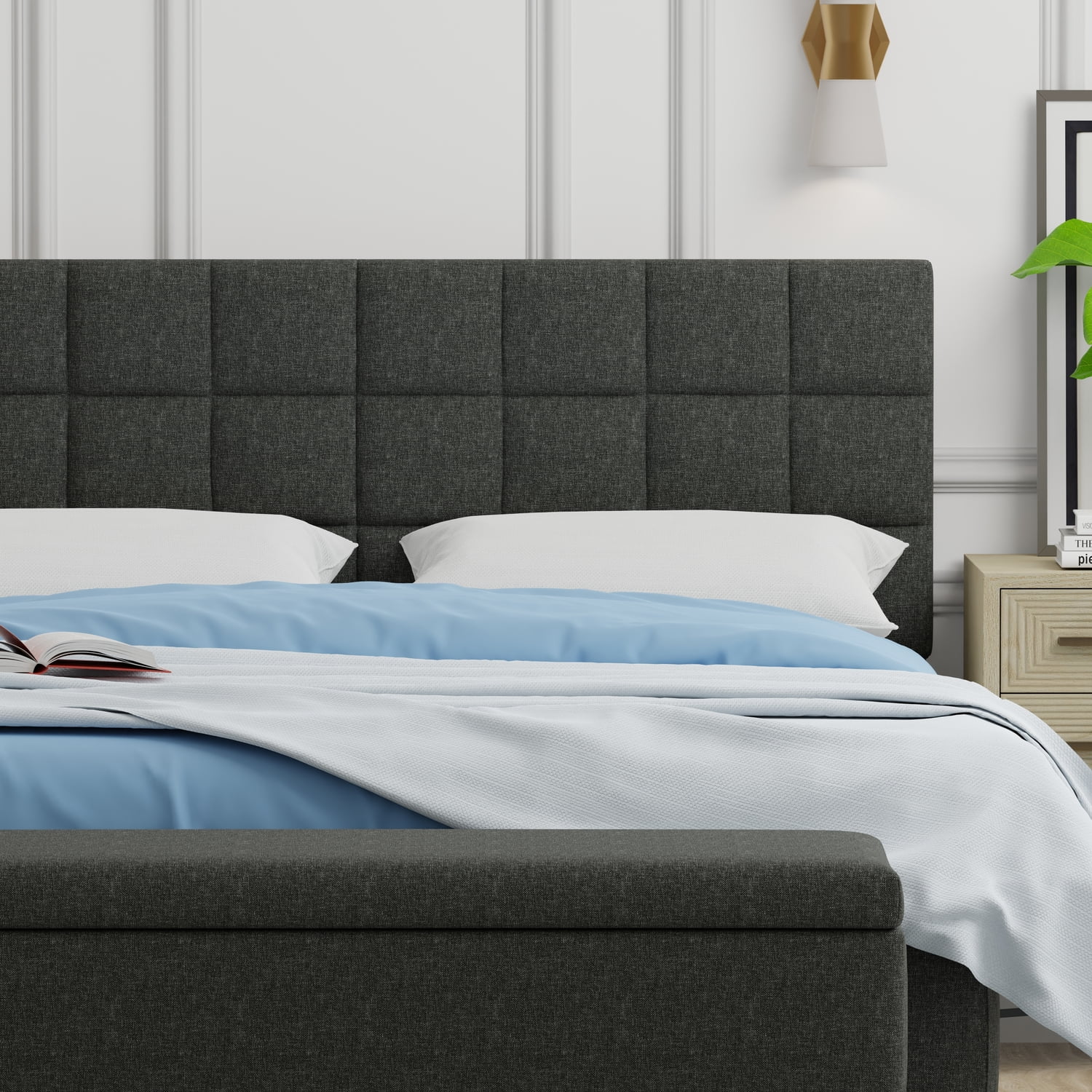 Glenwillow Home Varia 20" Full Upholstered Headboard - Dark Grey ...